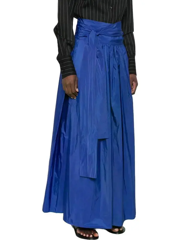 CO.GO Tie-waist Gathered Maxi Skirt - Blue