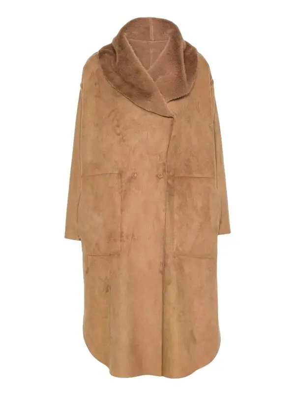 COLLECTION PRIVEE? Oversized Faux Shearling Coat - Brown