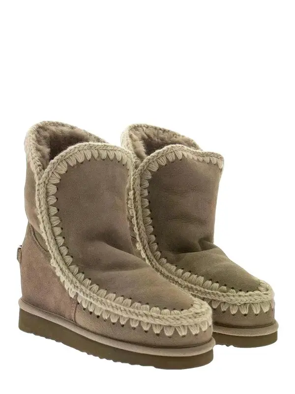 Mou Crochet-trim Ankle Boots - Brown