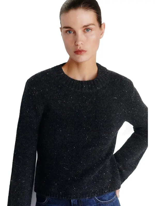 REFORMATION Ashley Regenerative Wool Crew Sweater - Black