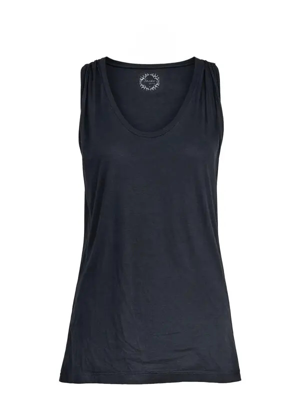 CONQUISTA Essential Sleeveless Scoop Neck Top - Black