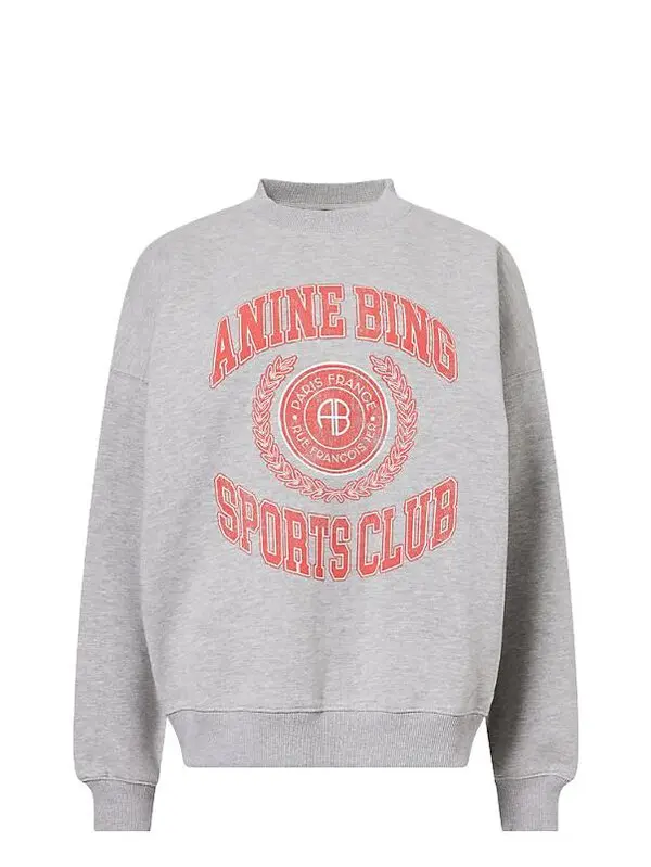 ANINE BING Miles Logo-print Cotton-blend Sweatshirt - Grey