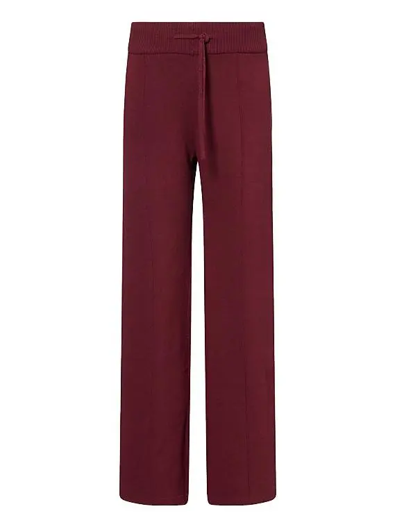 ADANOLA Straight-leg Trim Knitted Trousers - Damson Red