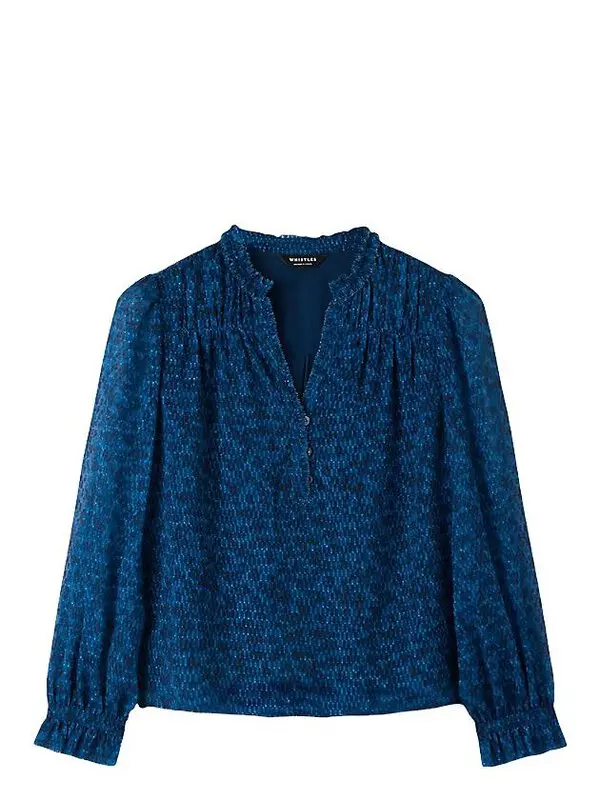 Whistles Ditsy Floral Print Woven Blouse - Blue
