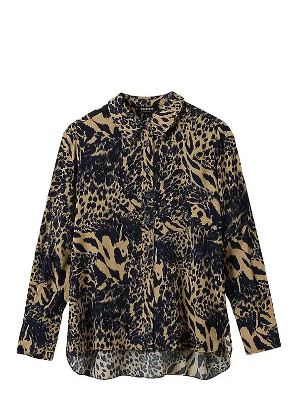 Whistles Patchwork Leopard-print Woven Shirt - Navy/multi