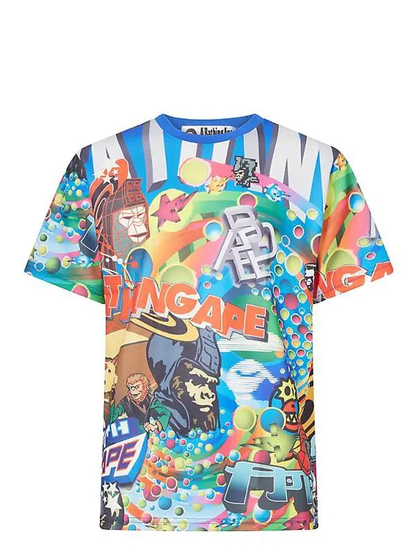 A BATHING APE Overall Graphic-print Woven T-shirt - Multi