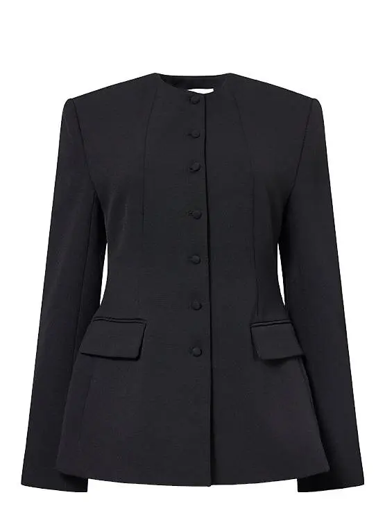 Camilla And Marc Namira Round-neck Woven Blazer - Black