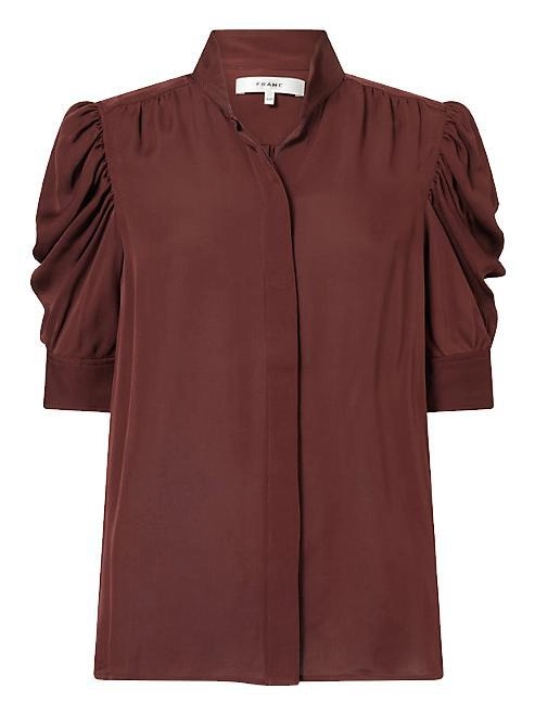 FRAME Gillian Puff-sleeve Silk Top - Currant