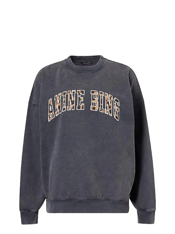 ANINE BING Miles Oversized Cotton-jersey Sweatshirt - Black