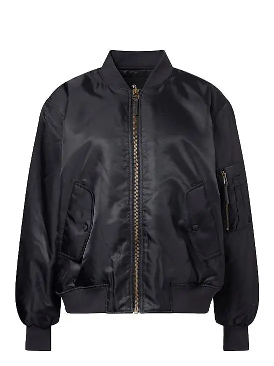 ANINE BING Leon Woven Bomber Jacket - Black