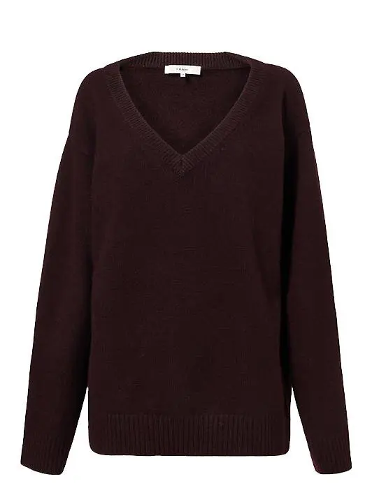 FRAME The Everyday V-neck Cashmere Jumper - Currant