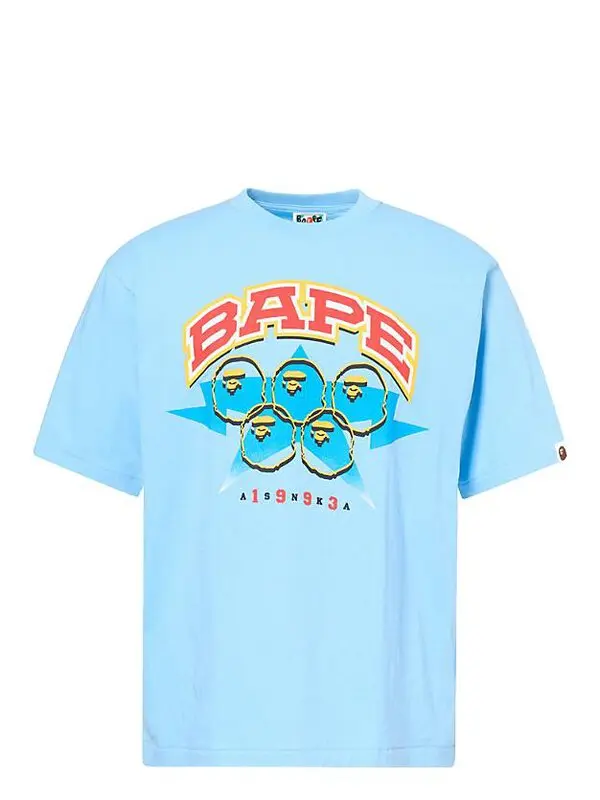 A BATHING APE Twin Sta Graphic-print Cotton T-shirt - Sax