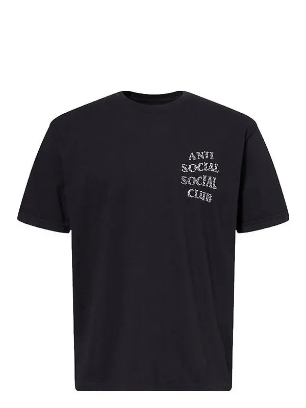 ANTI SOCIAL SOCIAL CLUB Rhinestone-embellished Logo Cotton T-shirt - Black