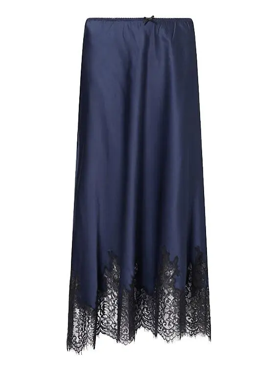 Paige Kelso Lace-trim Satin Midi Skirt - Navy