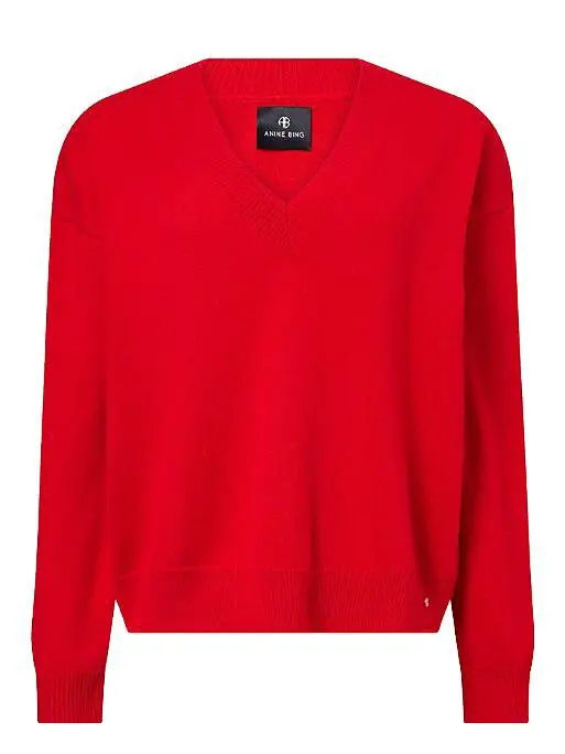 ANINE BING Lee V-neck Cashmere Jumper - Red