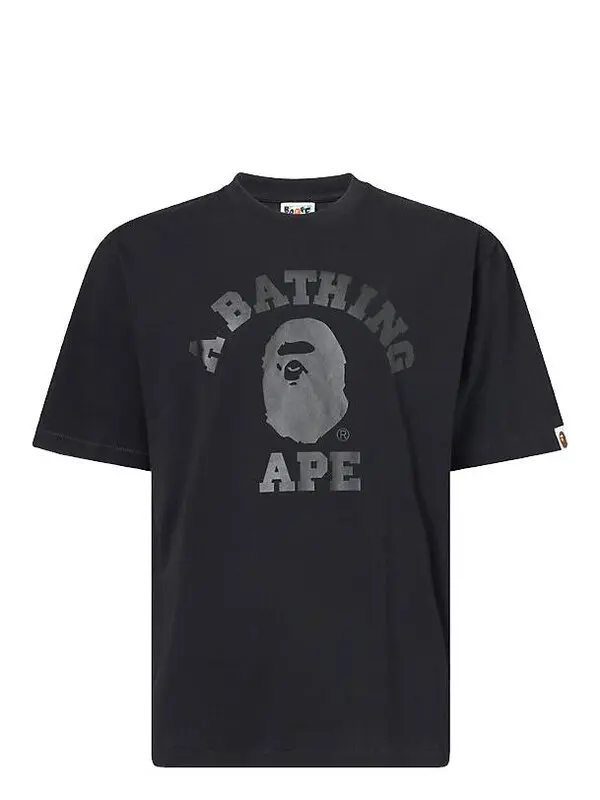 A BATHING APE Tonal Logo-print College Cotton T-shirt - Black