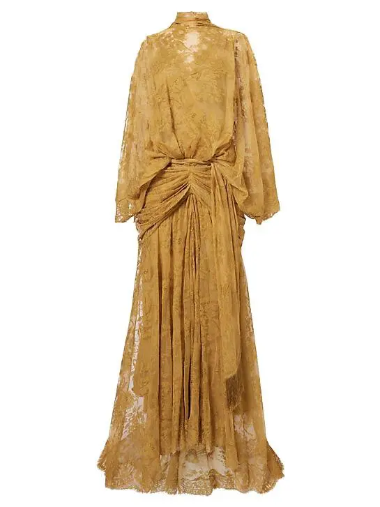 Zimmermann Ascent Batwing Lace Maxi Dress - Chartreuse