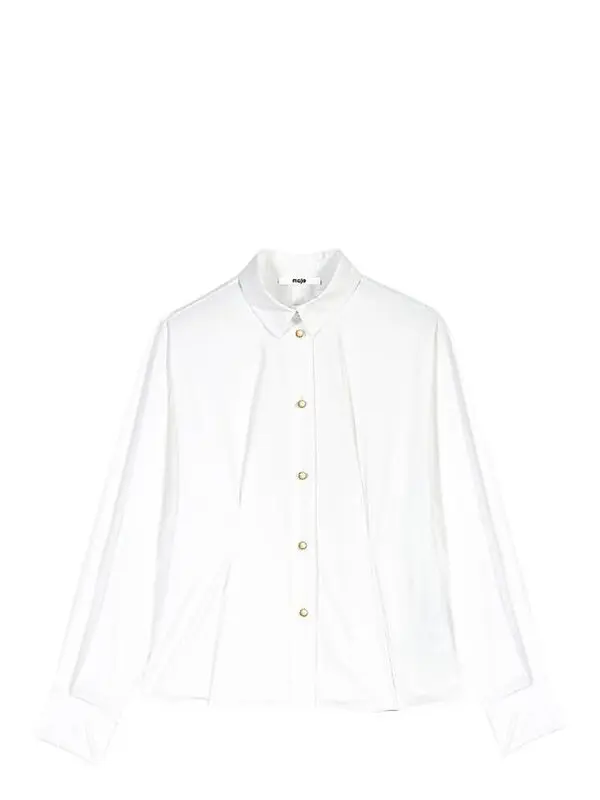 Maje Collared Lace-back Cotton Shirt - White