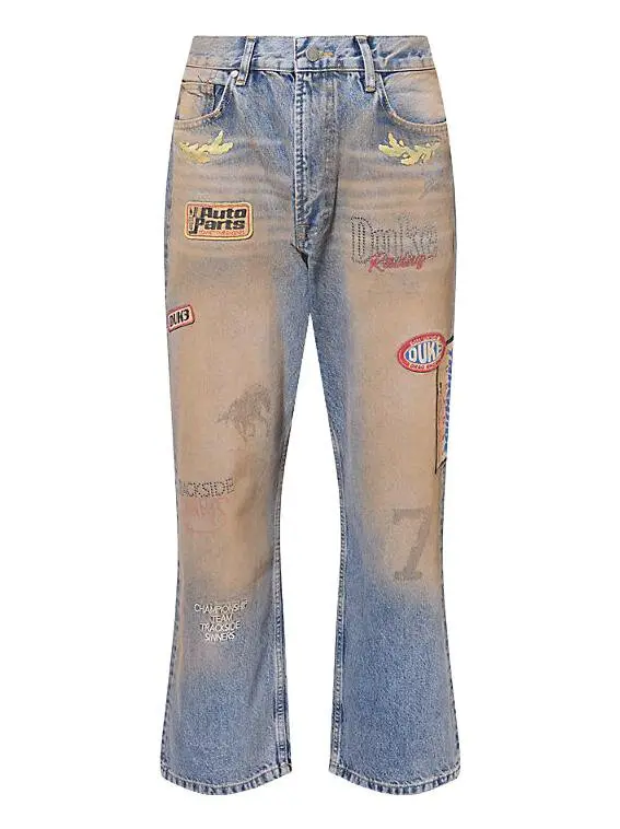 DUKE + DEXTER Dr4 Trackside Washed Denim Jeans - Blue