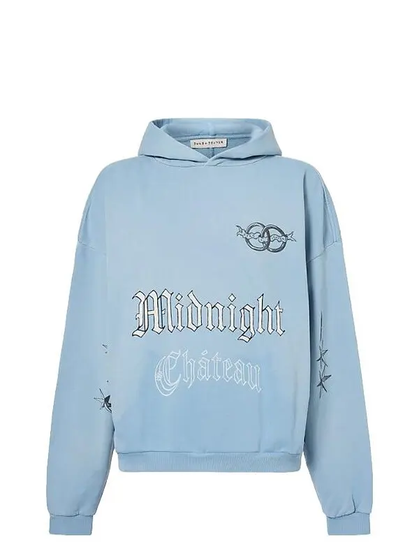 DUKE + DEXTER Sunfaded Graphic Cotton Hoody - Blue