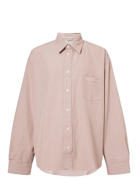 BASKETCASE Alleyway Stripe Long-sleeve Woven Shirt - Brown