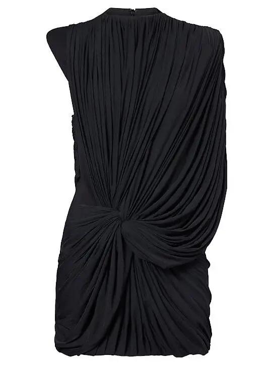 DEME Starling Draped Mesh Mini Dress - Black