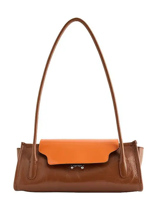 Marni Trunkette Leather Shoulder Bag - Light Orange/redwood