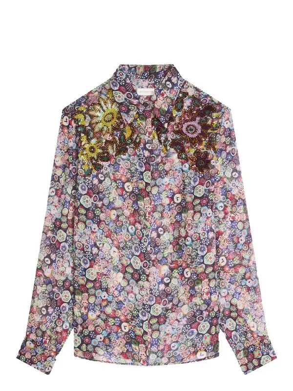 Dries Van Noten Fitted Viscose Embroidered Shirt - Multi