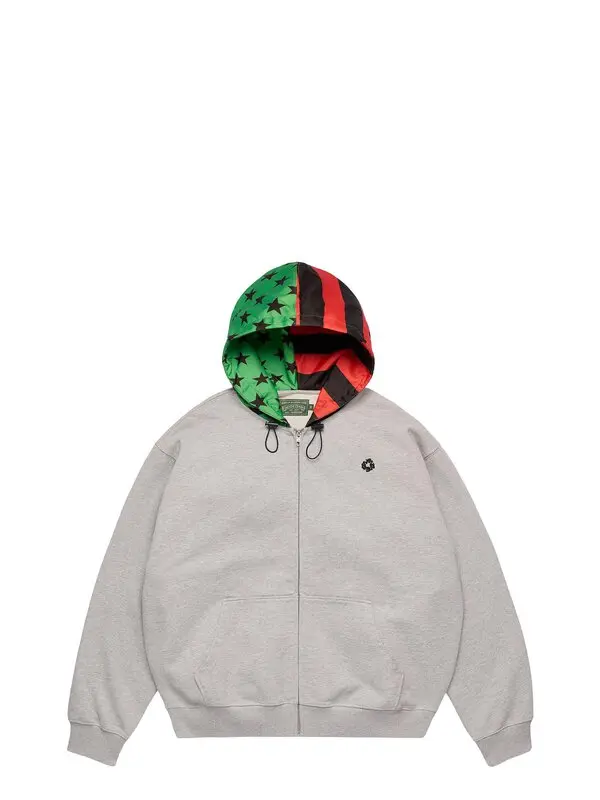 DENIM TEARS Pan African Peace Wreath Zip Up Hoodie - Grey