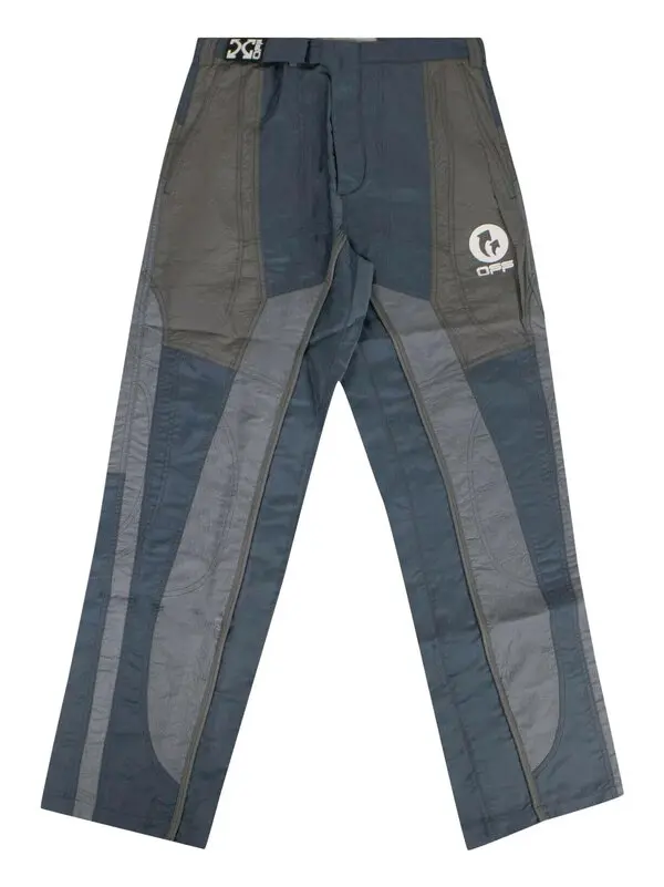 Off-White Paneled Straight Leg Pants - Grey