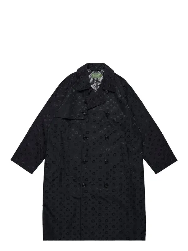 DENIM TEARS André Leon Talley Wreath Monogram Trench Coat - Black