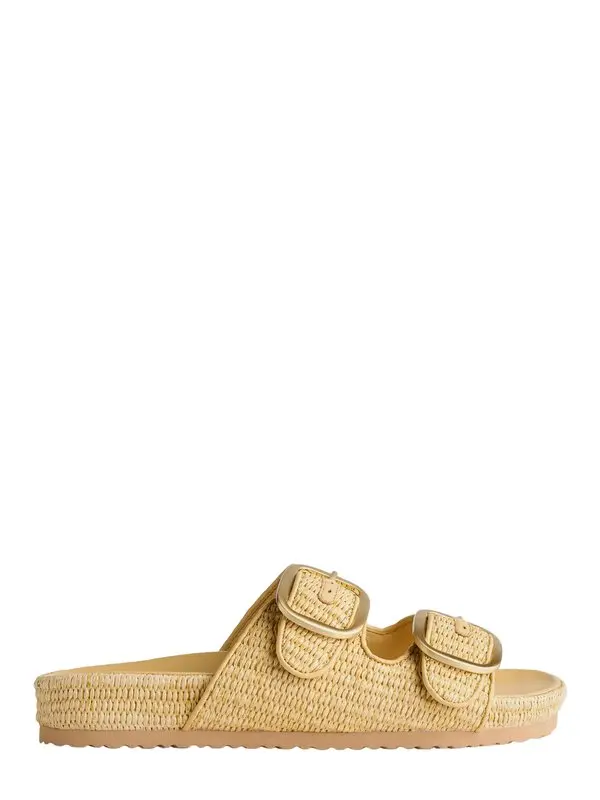 Quince Raffia Double Buckle Sandal - Natural