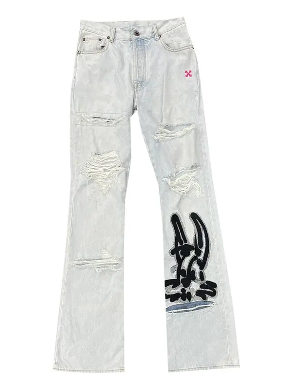 Off-White Bleached Destroyed Jeans - White