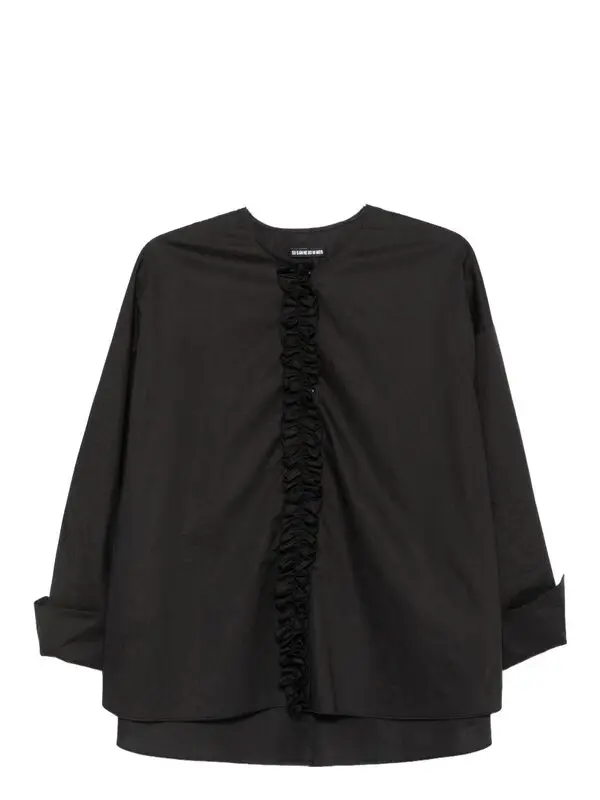 SUSANNE BOMMER Ruffled Cotton Blouse - Black
