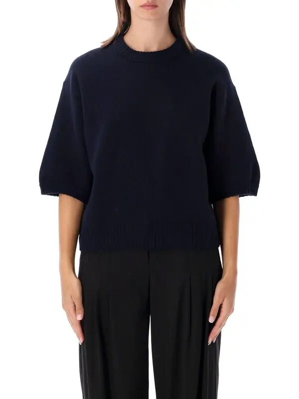 Soeur Merino Wool Puff Sleeve Sweater - Blu