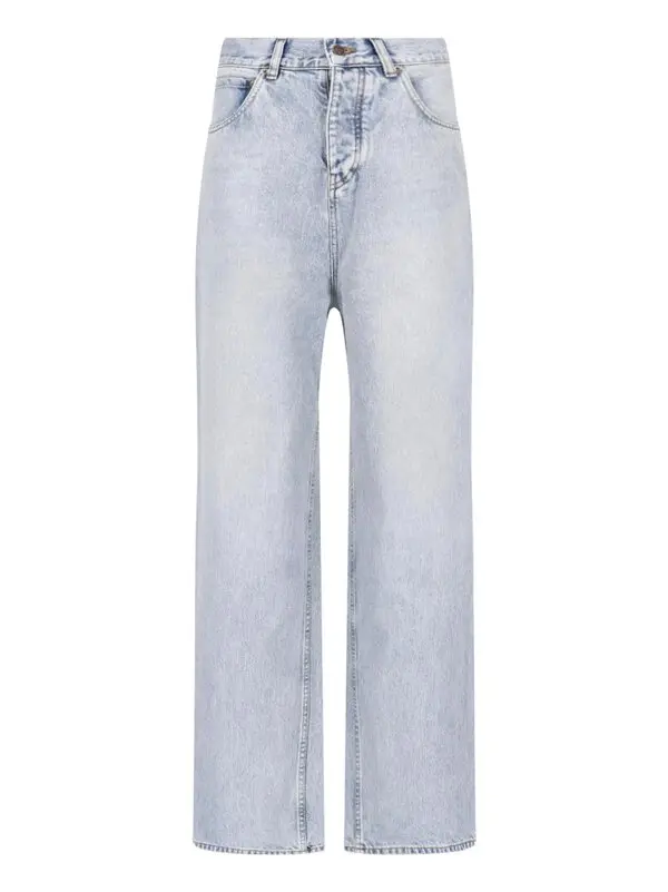 Balenciaga High-waisted Wide-leg Jeans - Light Blue