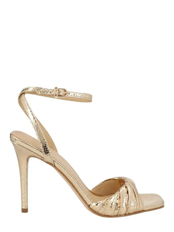 Michael Kors Metallic Leather Ankle Strap Stiletto Heel Sandals - Gold