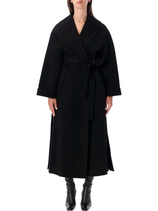 BY MALENE BIRGER Belted Wool Wrap Coat - Nero