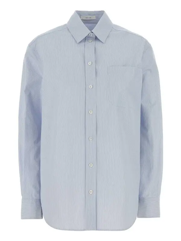THE ROW Embroidered Poplin Gavina Shirt - Stripped