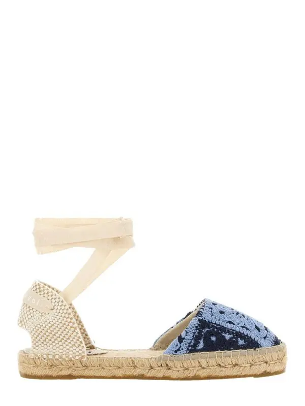 Manebí Cotton Crochet Espadrille Flats - Blue