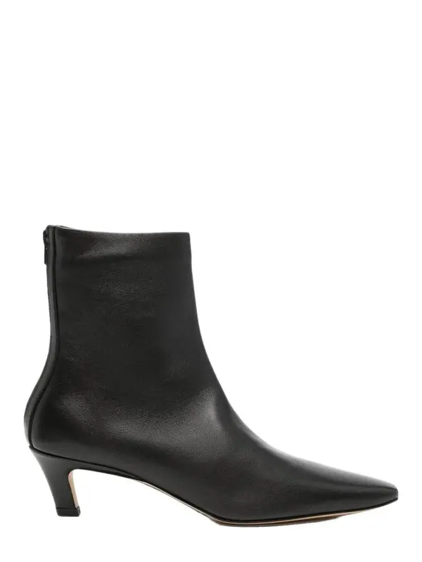 TOTEME Leather Heel Ankle Boots - Black