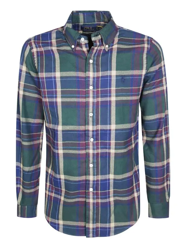 Polo Ralph Lauren Checked Shirt With Button-down Collar - Verde
