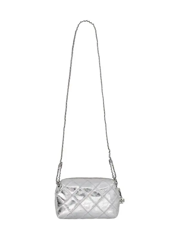 Tory Burch Quilted Leather Crossbody Bag - Silver