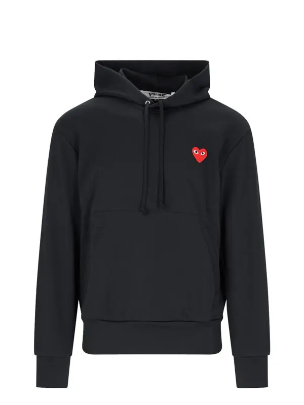 Play Comme Des Garcon Heart Logo Hoodie - Black