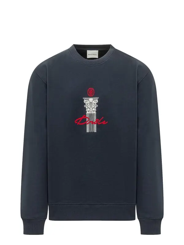 Drole De Monsieur Graphic Print Crewneck Sweatshirt - Navy