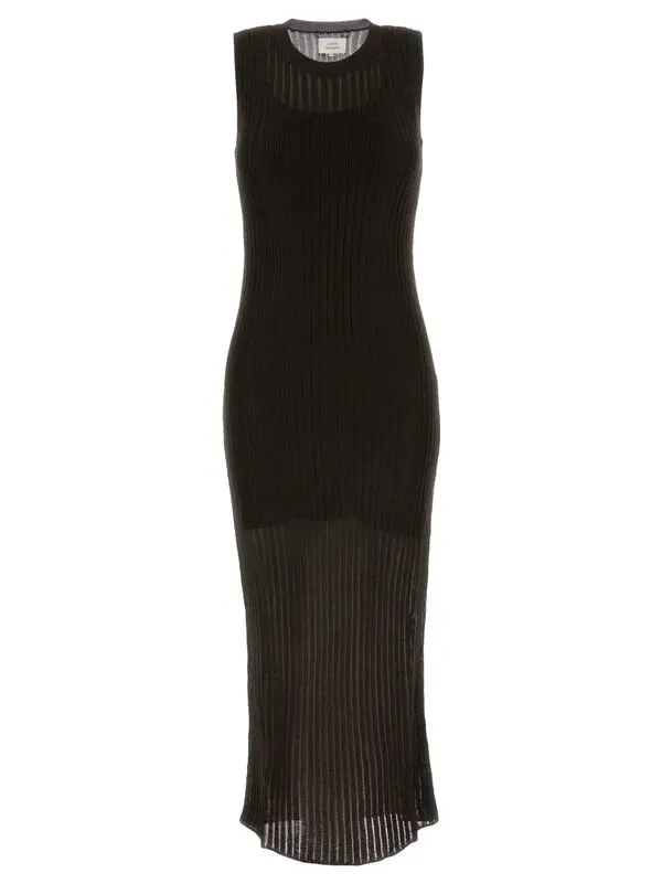 Loulou De Saison Ribbed Knit Midi Dress - Brown