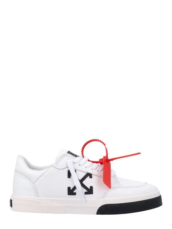 Off-White Low-top Leather Sneakers With Signature Arrow Detail - Bianco