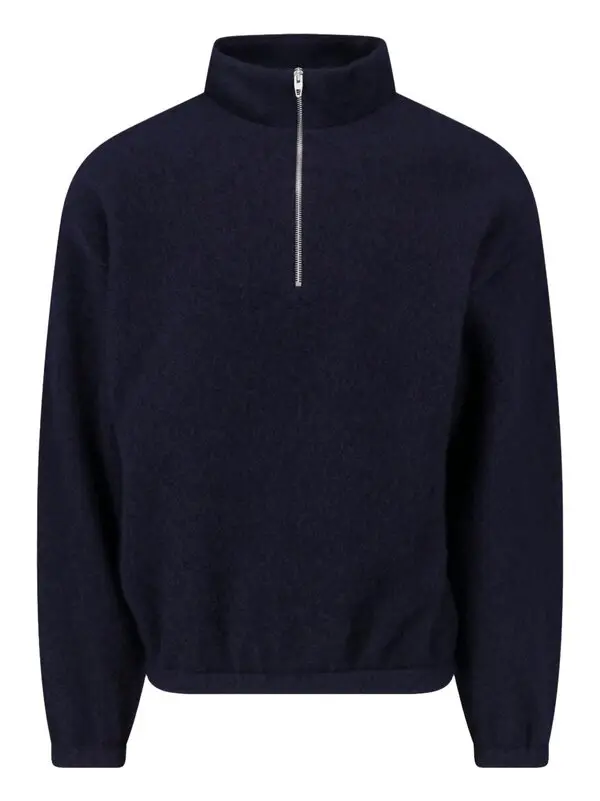 JIL SANDER Half-zip Mock Neck Sweater - Blue