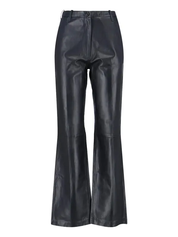 NOVELLE Napa Leather Flare Trousers - Black