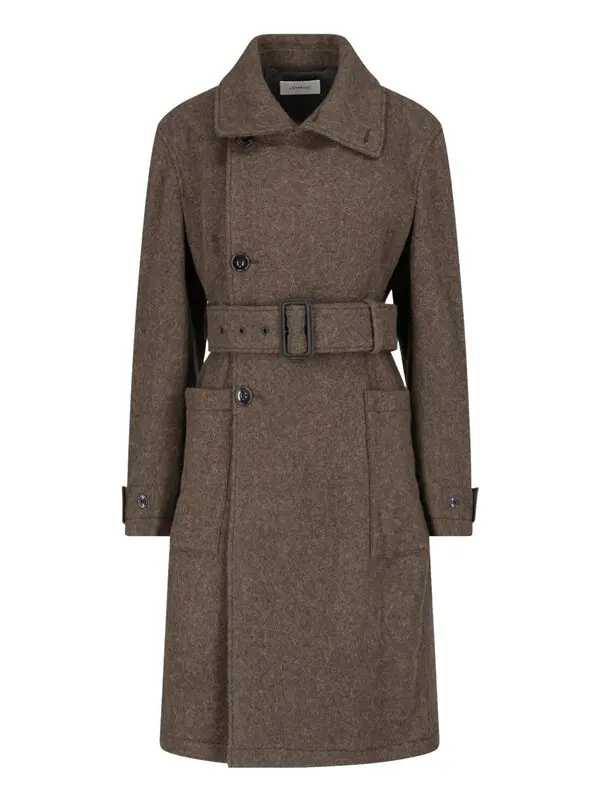 LEMAIRE Belted Wool-blend Wrap Coat - Brown